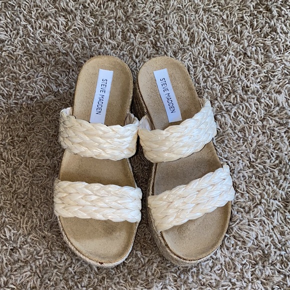 Steve Madden | Shoes | Steve Madden Raffia Platform Sandals | Poshmark